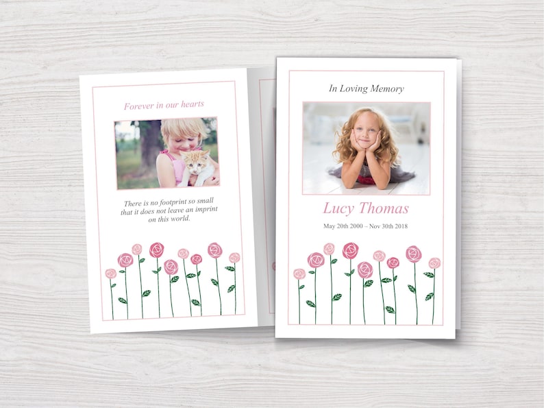 Funeral Program Template for Children | Girls Memorial Program | Child ...