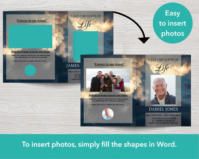 Loss of Father Funeral Program Template, 11x17 Husband Memorial, 8 Page ...