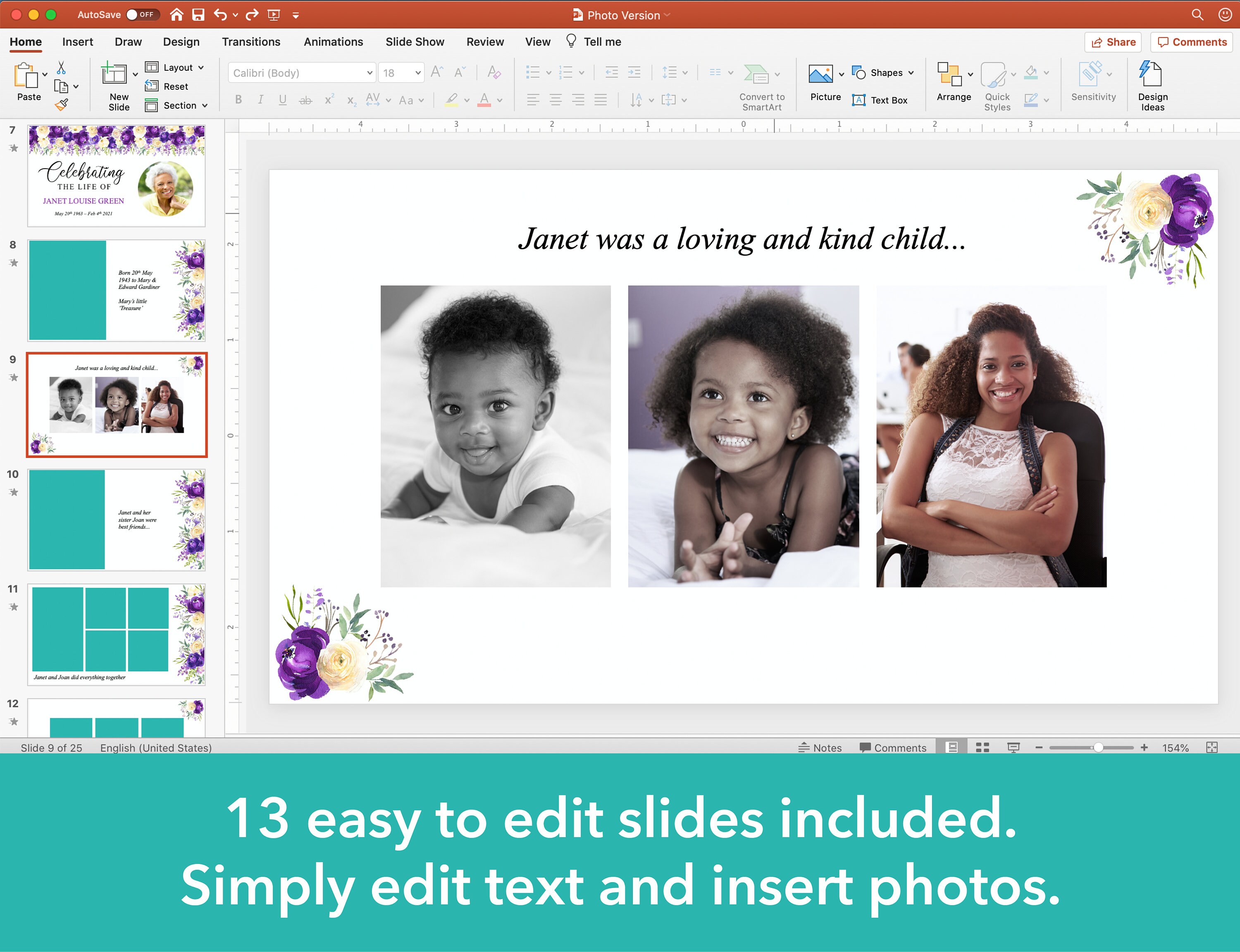 Purple Funeral Slideshow Template | Funeral Slideshow | Celebration of ...