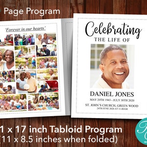 Funeral Program Template for Man 11 X 17 Obituary Template Funeral ...