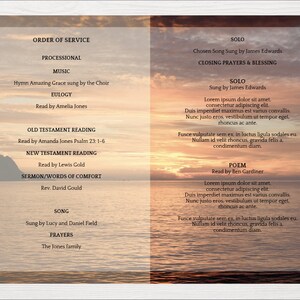 8 Page Funeral Program Template | Sunset Memorial Program | Funeral ...