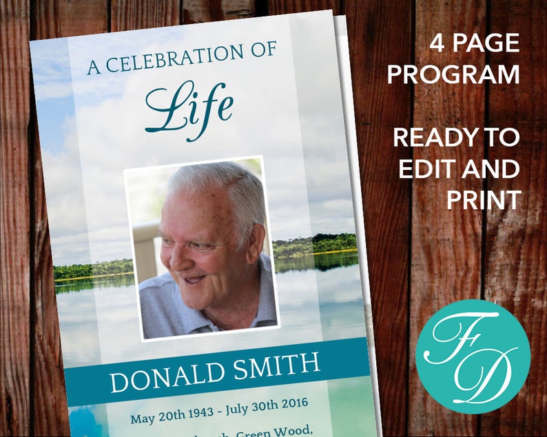 Lake Funeral Program Template Lake Celebration of Life - Etsy UK
