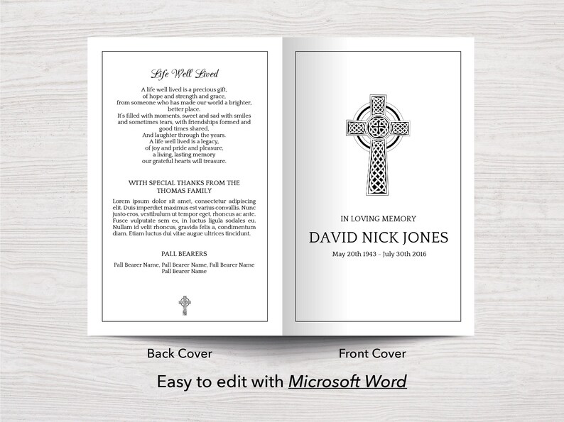 Catholic Funeral Program Template, Order of Service, Memorial Program ...