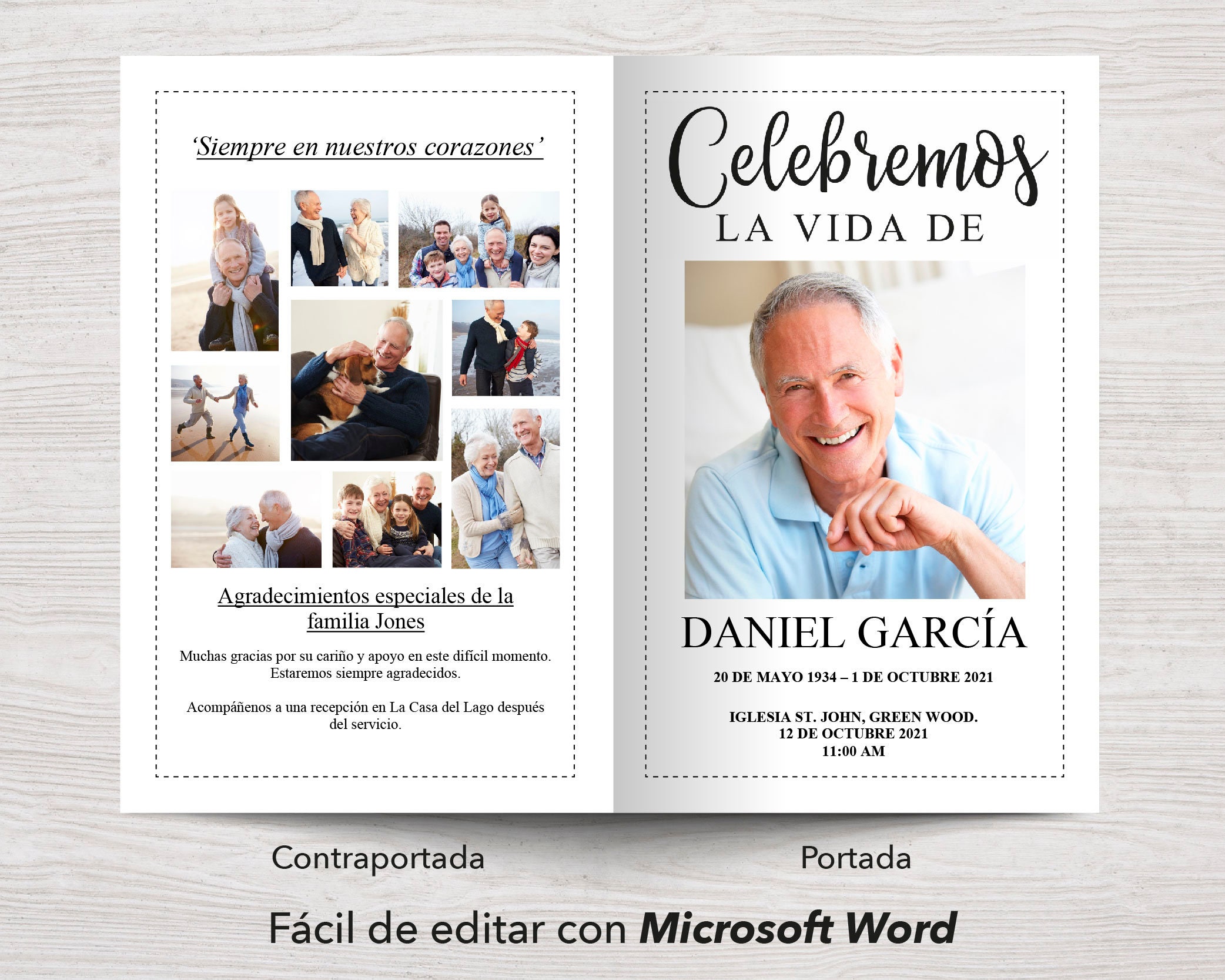 Plantilla De Programa Funerario De 4 Páginas | Spanish Funeral Program ...
