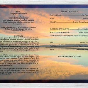 Sunset Funeral Program Template for Men, Manly Celebration of Life ...