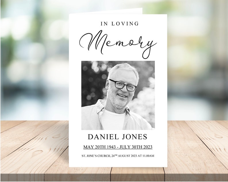 In Loving Memory Funeral Program Template for Man | Minimalist ...