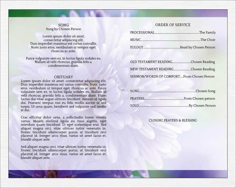 Purple Funeral Program Template Celebration of Life Program - Etsy