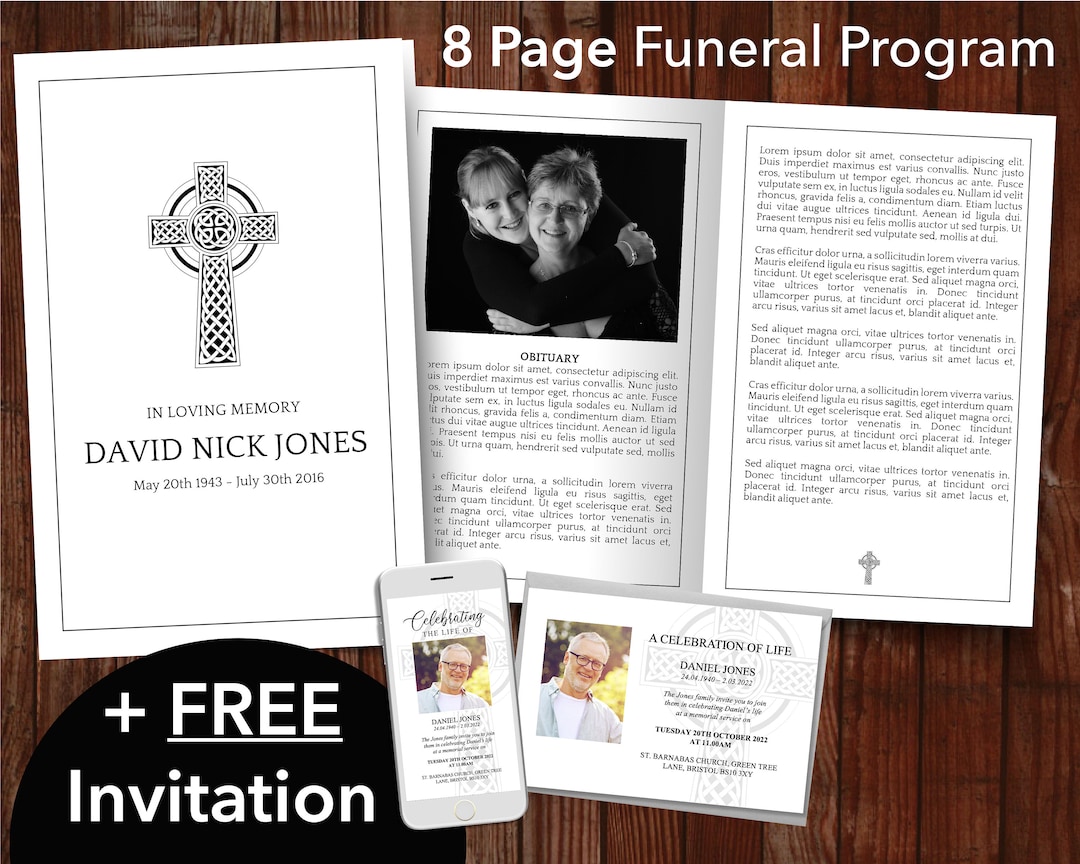 Catholic Funeral Program Template Free Memorial Evite Funeral Bundle