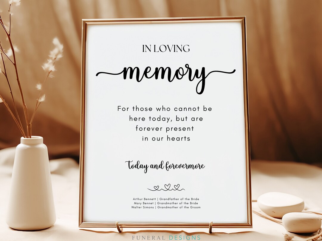Memory Table Wedding Sign, Memorial Wedding Sign, in Loving Memory Sign ...