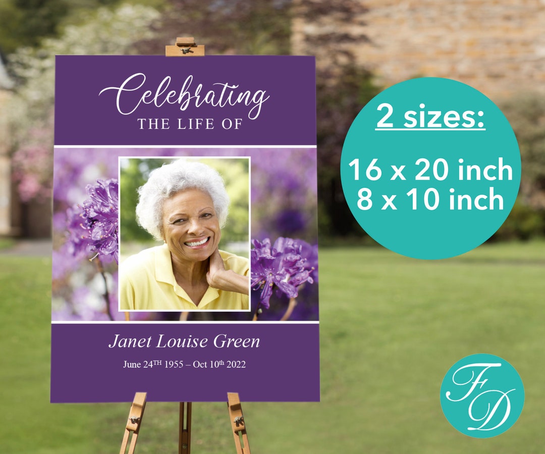 Purple Funeral Poster Purple Funeral Welcome Sign Funeral Sign Memorial ...