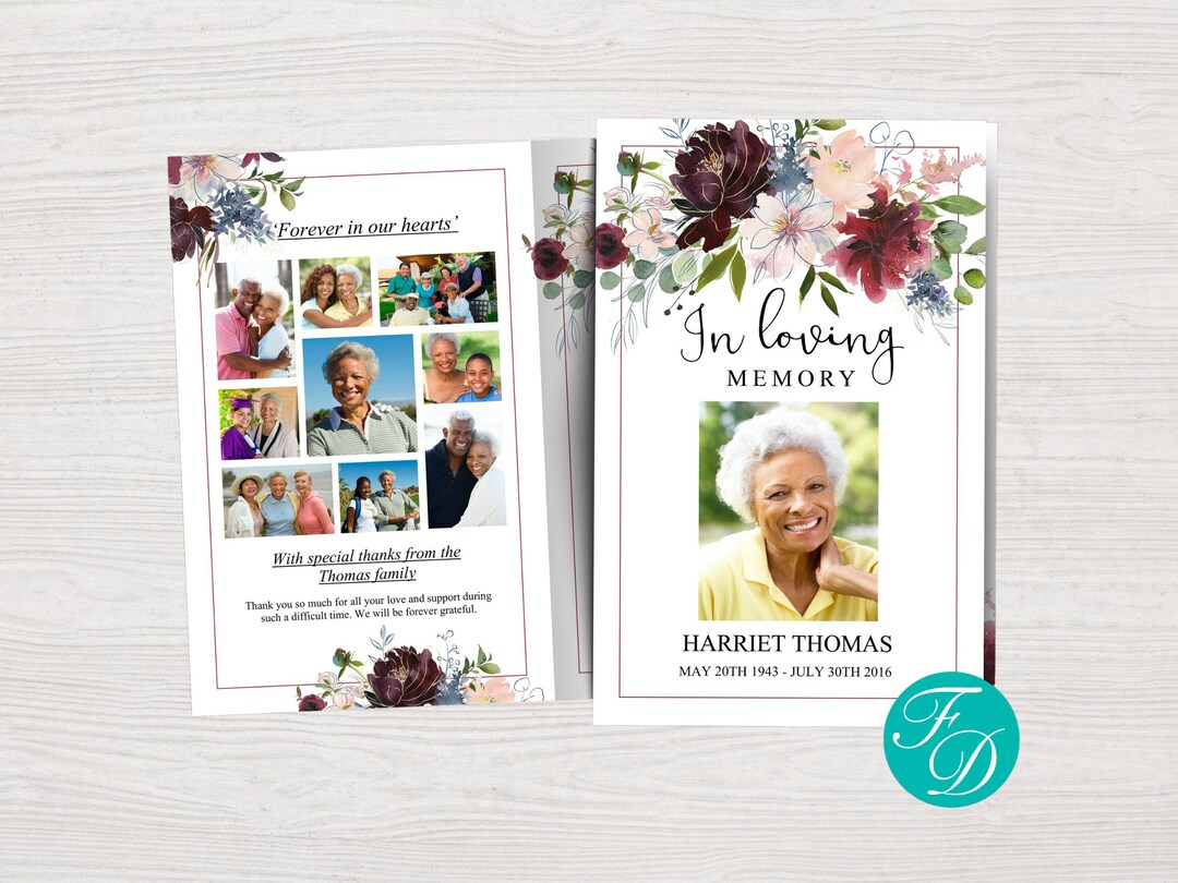 In Loving Memory Funeral Program Template | Loss of Grandparent ...