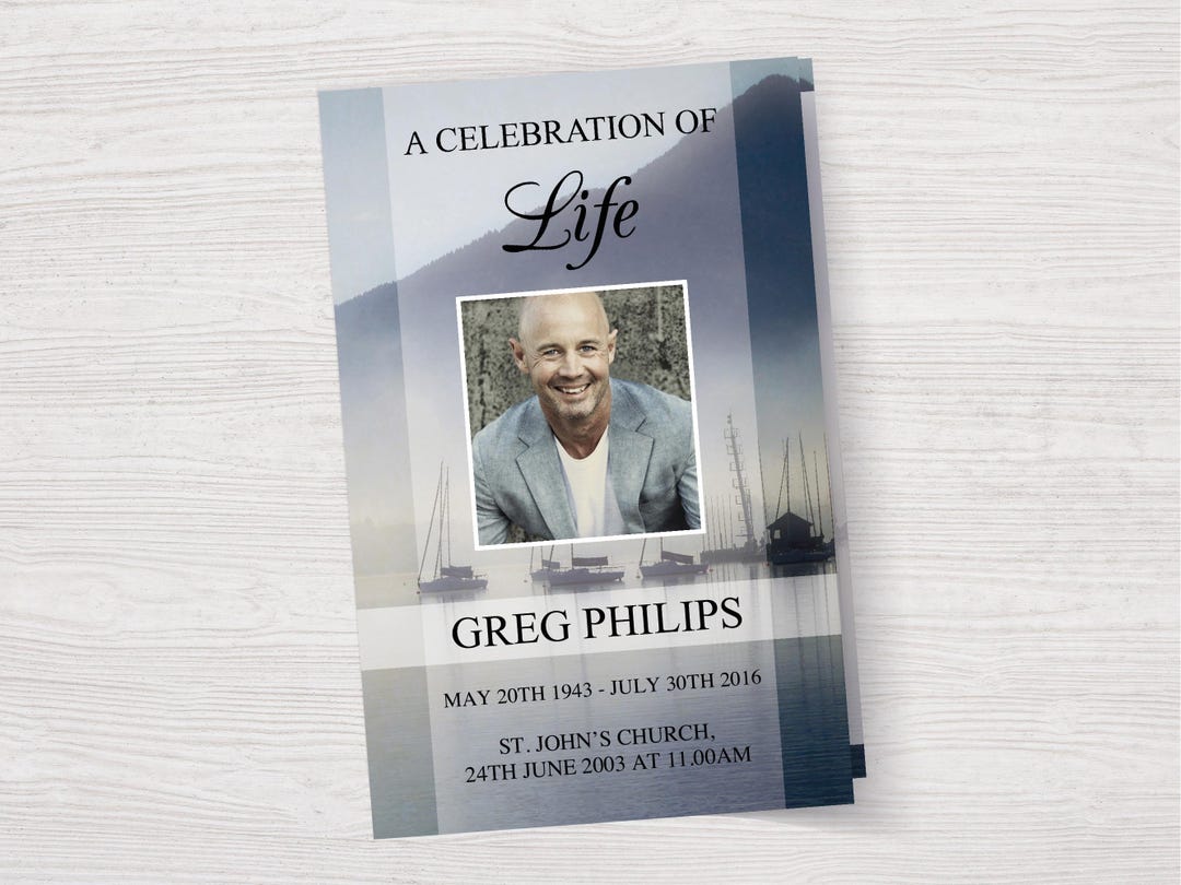 Boating Funeral Program Template - Celebration of Life Program ...