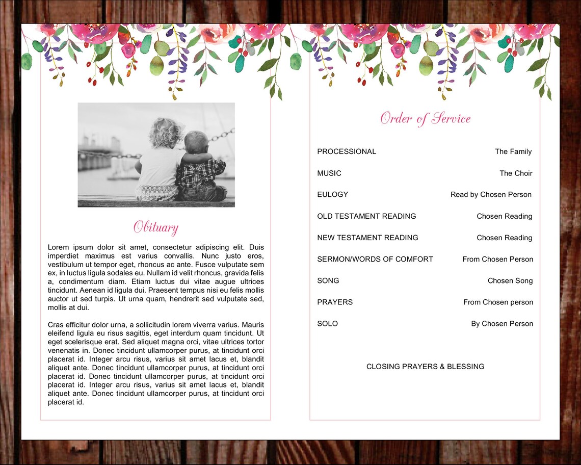 Funeral Program Template Celebration of Life Program | Etsy