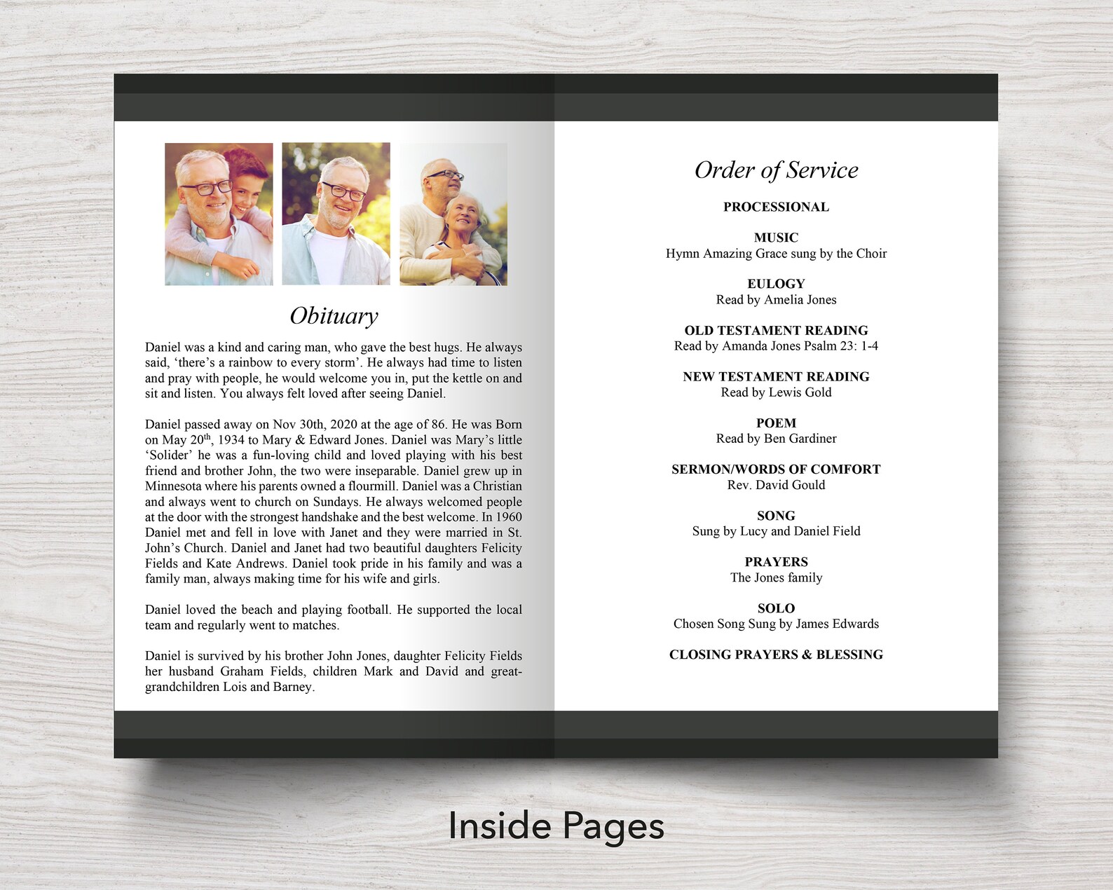 Funeral Program Template for Men Celebration of Life Program - Etsy UK