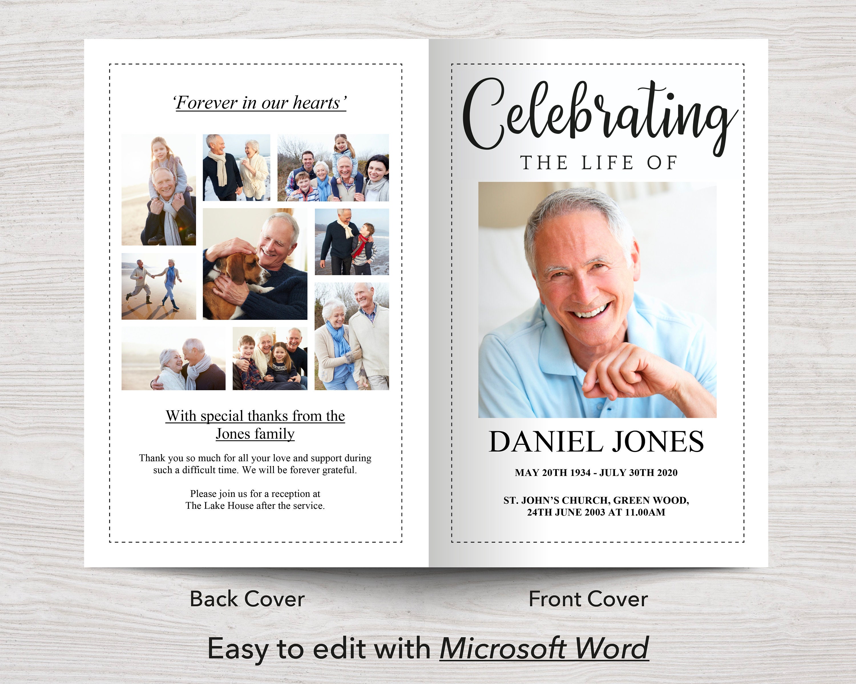 Classic Funeral Program Template Celebration of Life - Etsy UK