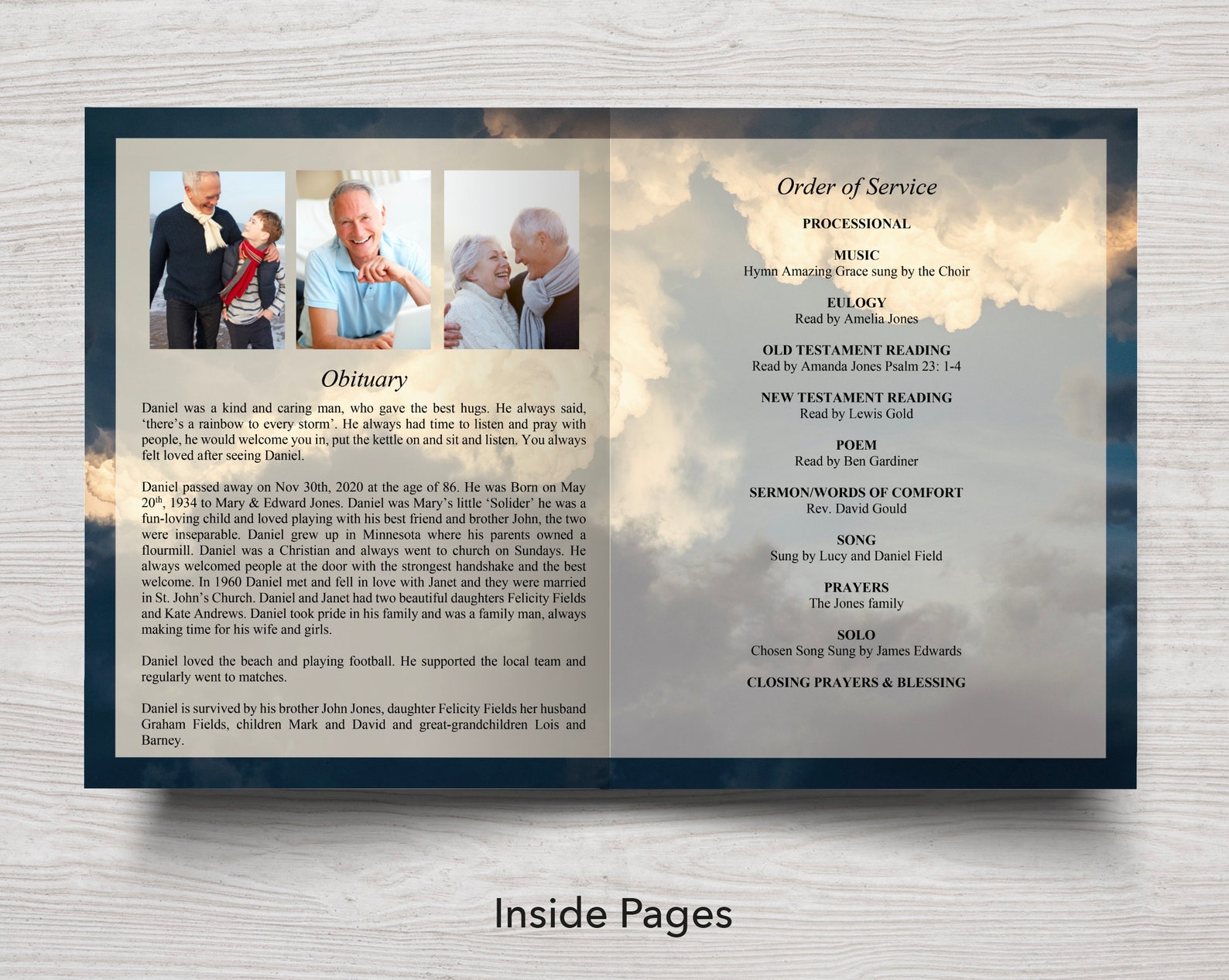 Loss of Father Funeral Program Template, 11x17 Husband Memorial, 8 Page ...