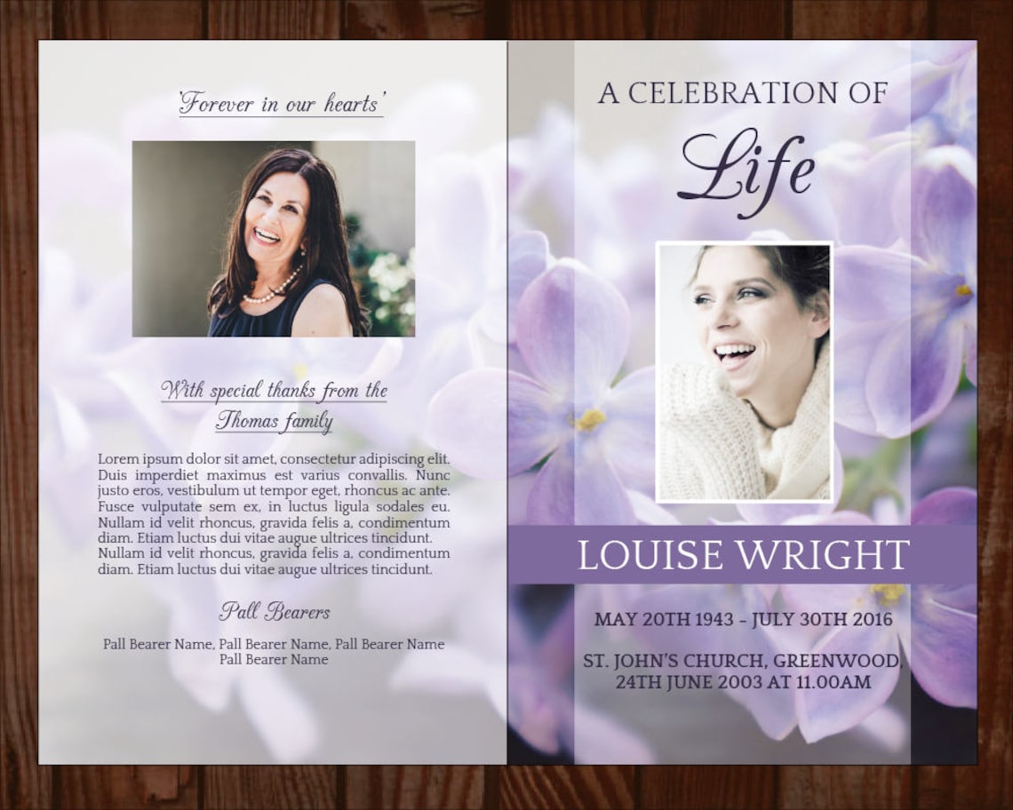 Funeral Program Template Celebration of Life Program | Etsy