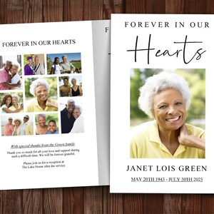 Funeral Program Template With Minimalist Design and Beautiful Photo Collage Includes Editable ...