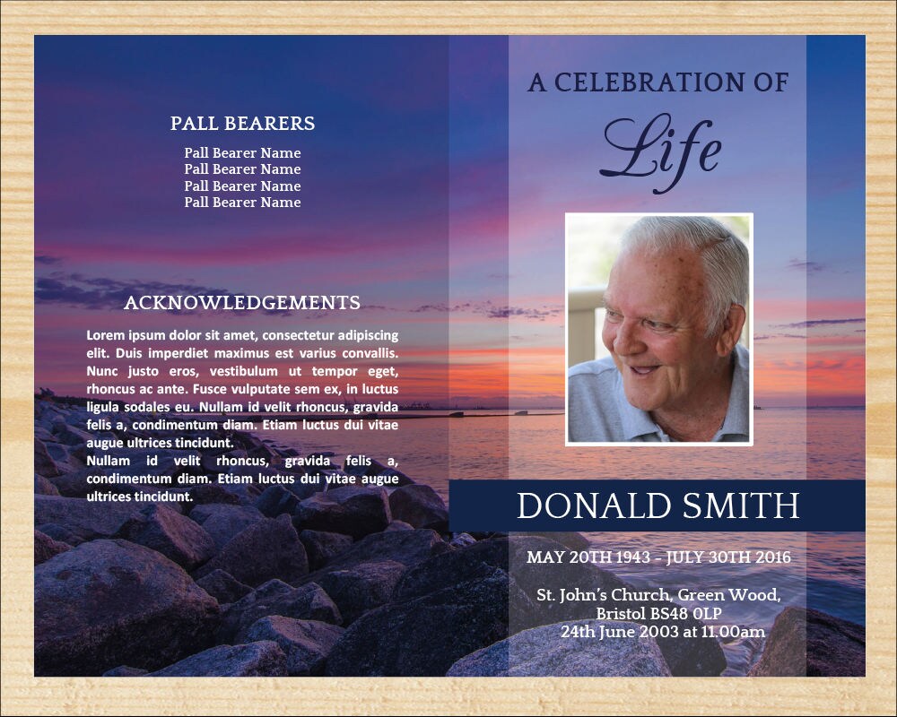 Sunset Celebration of Life Program Sunset Funeral Program - Etsy UK
