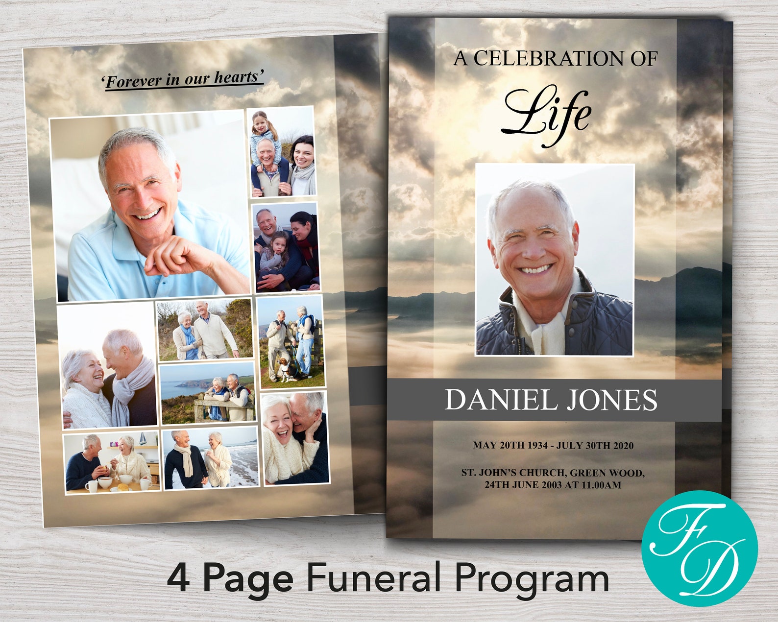 Funeral Program Template for Men Celebration of Life Program - Etsy