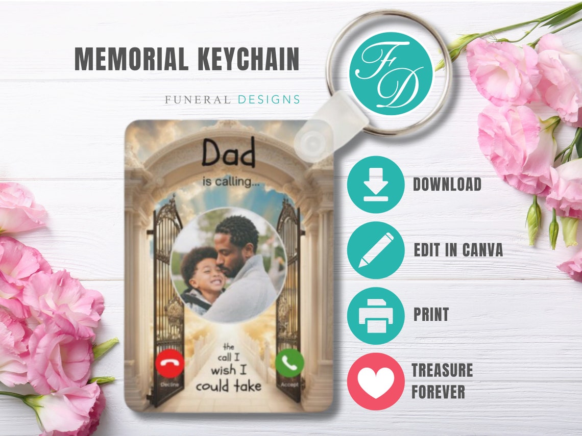 Memorial Keychain Template, Memorial Canva Template, the Call I Wish I ...