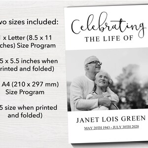 Minimalist Funeral Program Template With Obituary and Order of Service ...