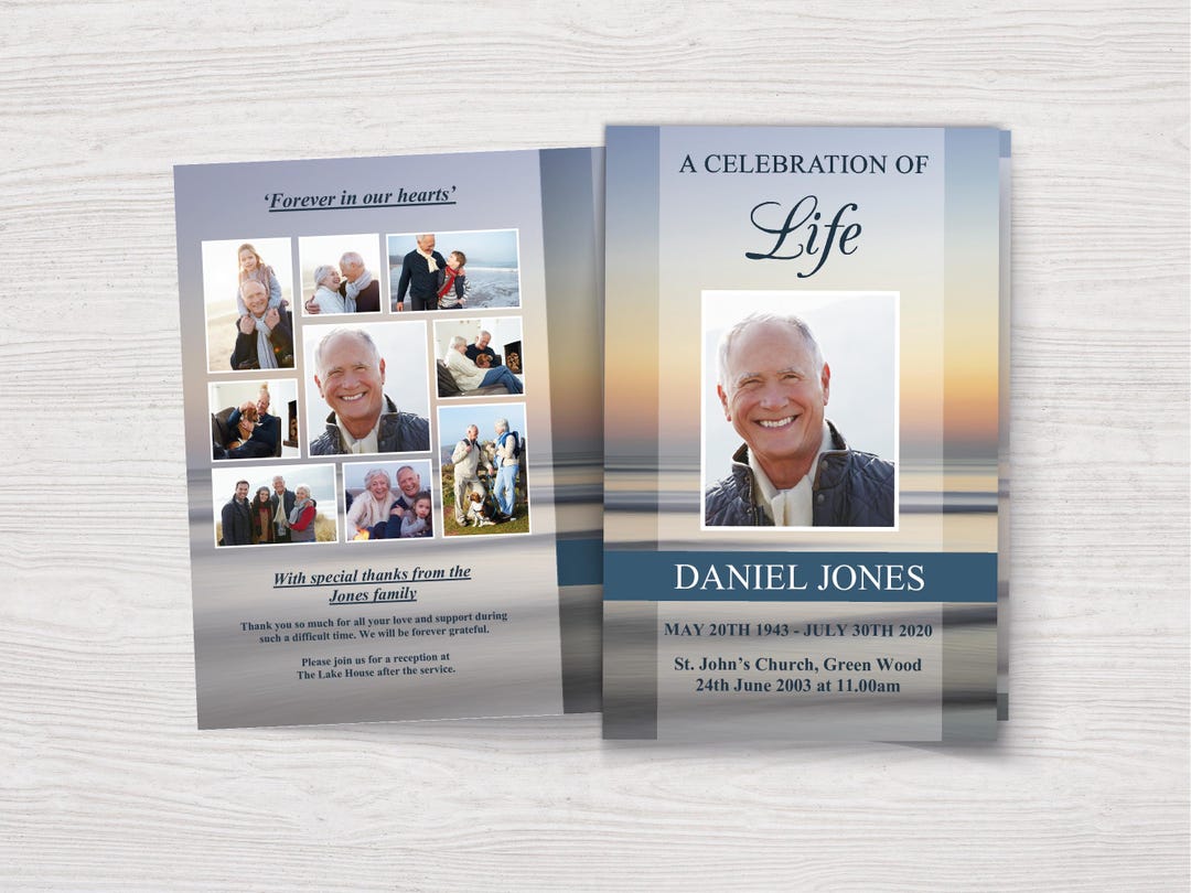 Ocean Sunset Funeral Program | Celebration of Life Program | Sunset ...
