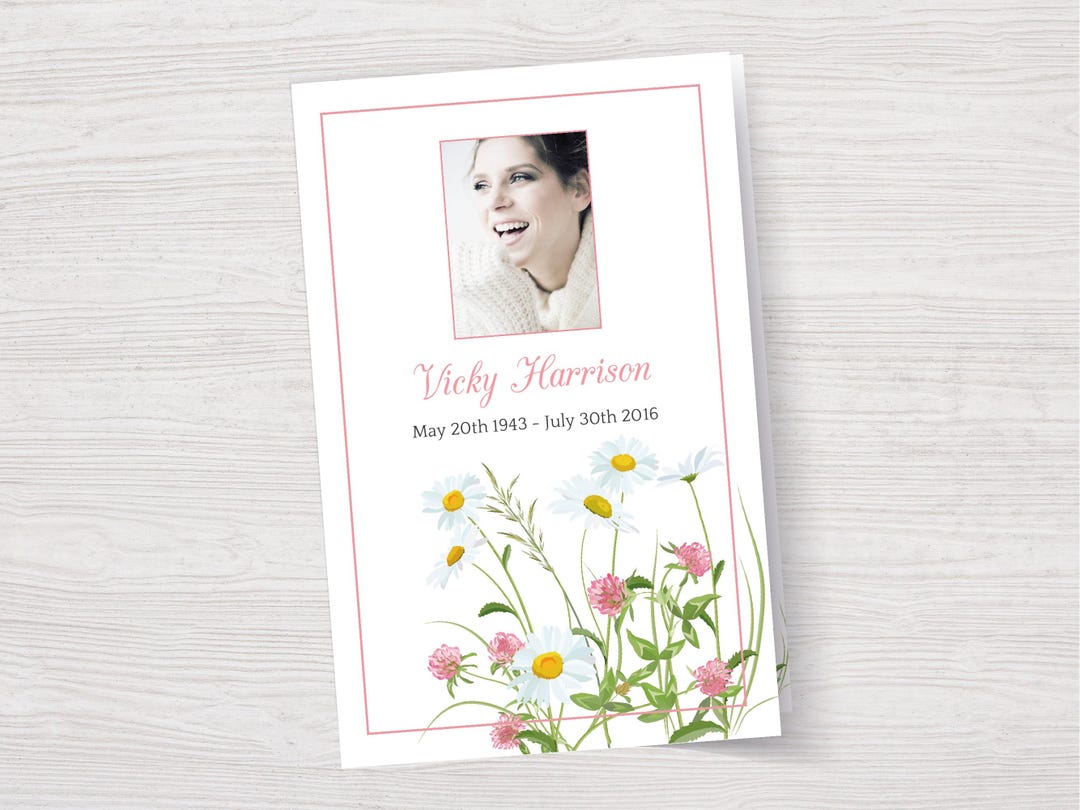 Daisy Funeral Program Template | Order of Service With Daisies | Daisy ...