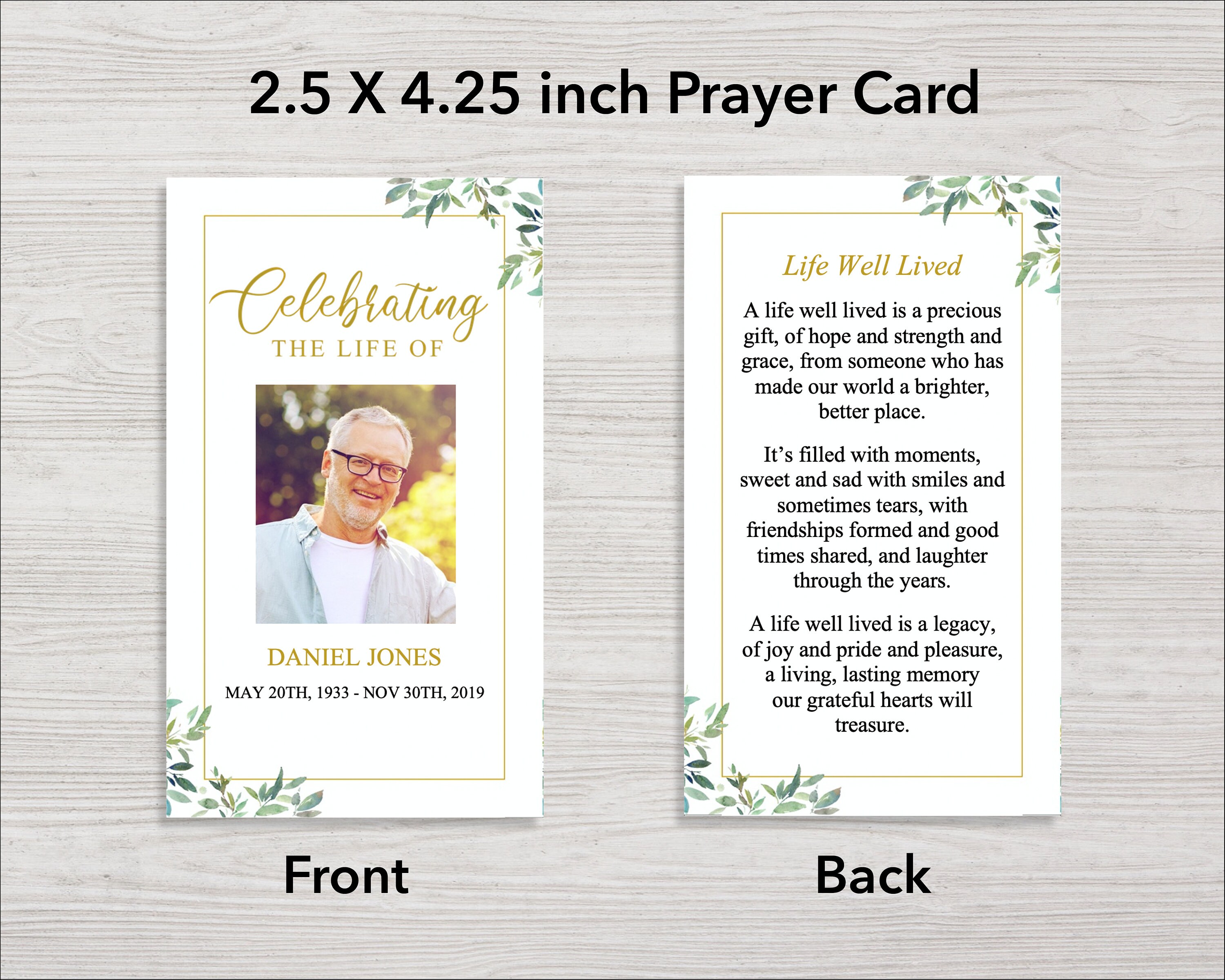 Funeral Prayer Cards for Men Celebration of Life Memorial | Etsy
