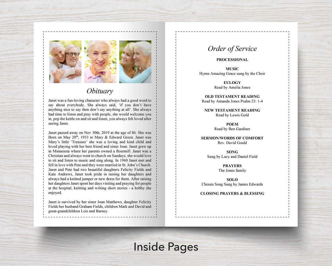 Celebration of Life Program Funeral Program Template - Etsy