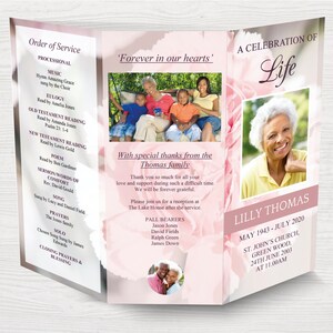 Trifold Funeral Program Template for Women | Obituary Template ...