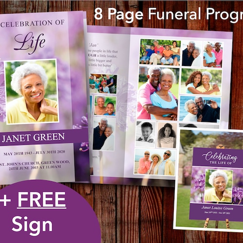 8 Page Funeral Program Bi-fold Brochure Obituary Template - Etsy