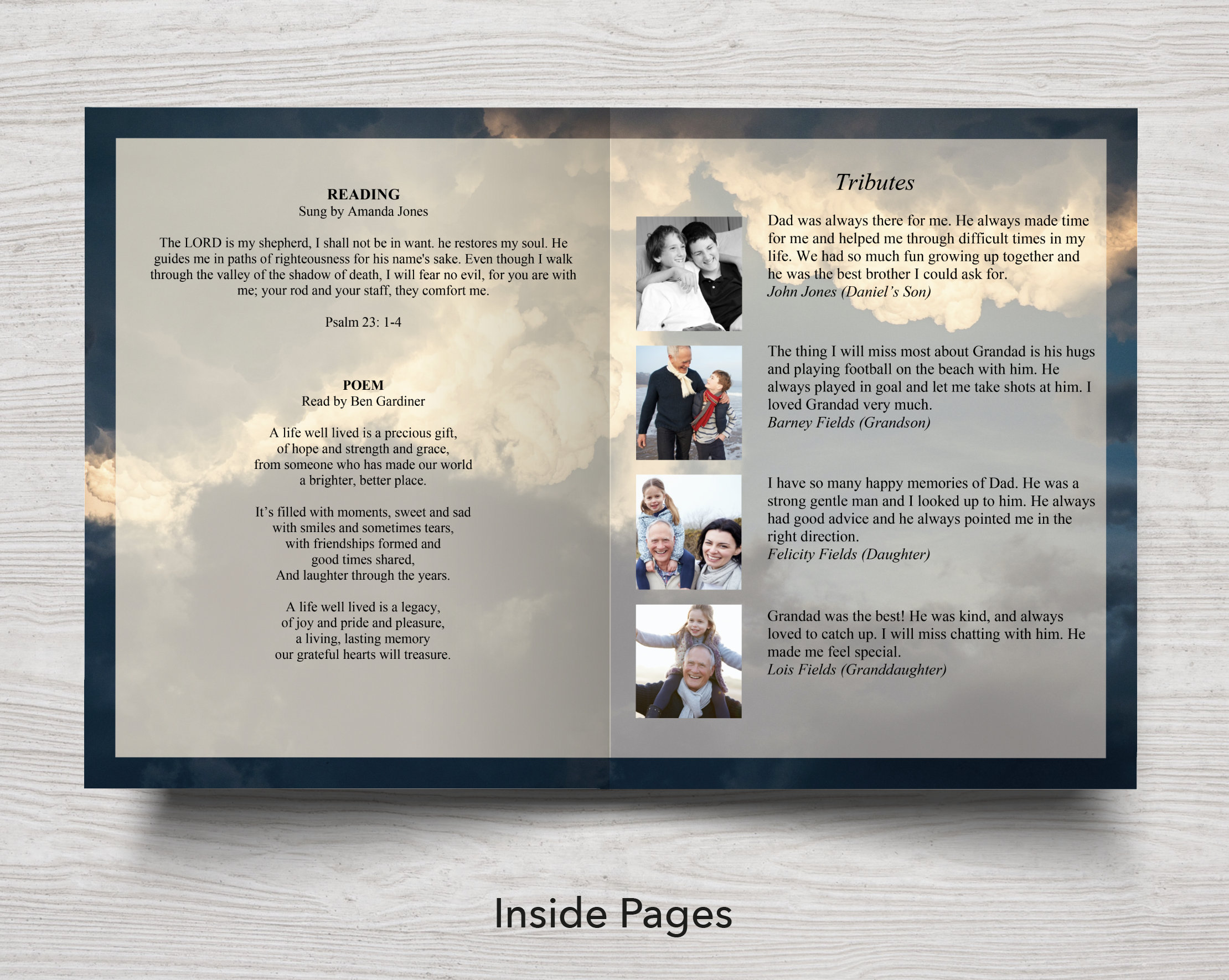 Loss of Father Funeral Program Template, 11x17 Husband Memorial, 8 Page ...