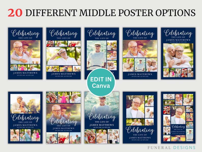 Canva Memorial Photo Boards, Memorial Package, Memorial Photos, Custom ...