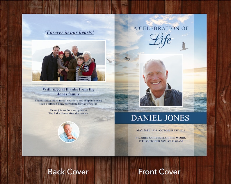 12 Page Funeral Program Template for Man | Obituary Template | Funeral ...