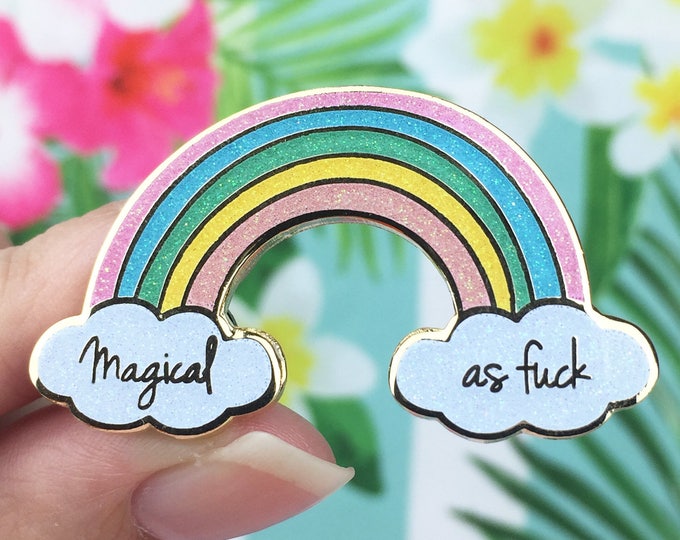 Magical Af Gold Glitter Pin Cute Enamel Pin For Jackets And Backpacks