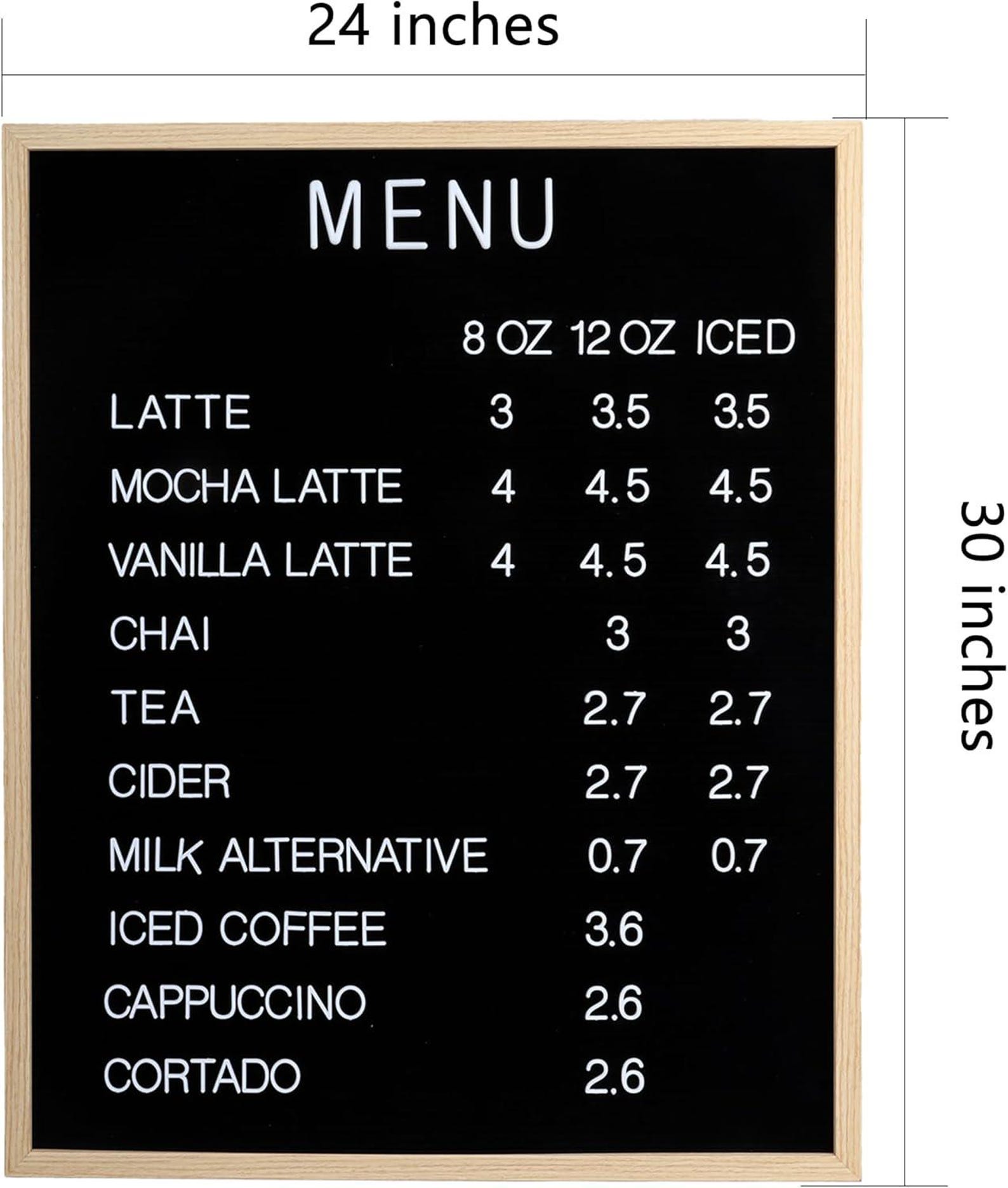 Large Letter Board – Premium Menu Board With Letters – Black Felt ...