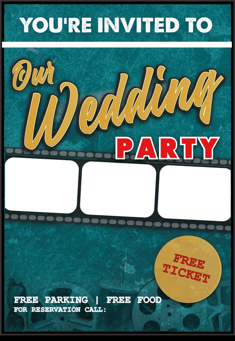 Personalised Retro Old School Wedding Invitation | Canva Template ...