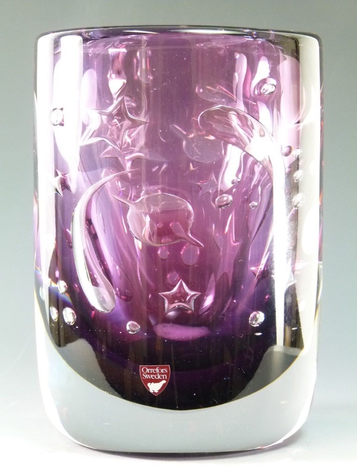 ORREFORS Glass Olle Alberius ARIEL Vase Moon and Stars - Etsy