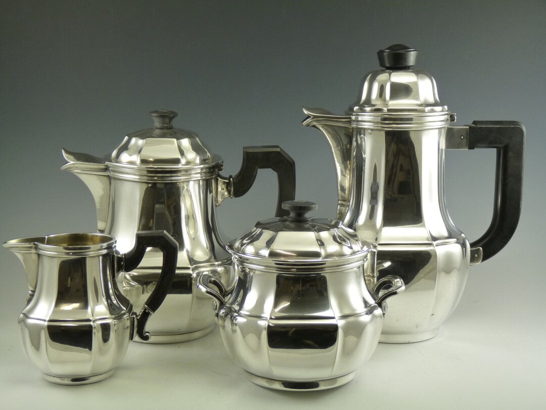 CHRISTOFLE Silver Plate - Gallia ART DECO Pattern - 4 Piece Tea and ...
