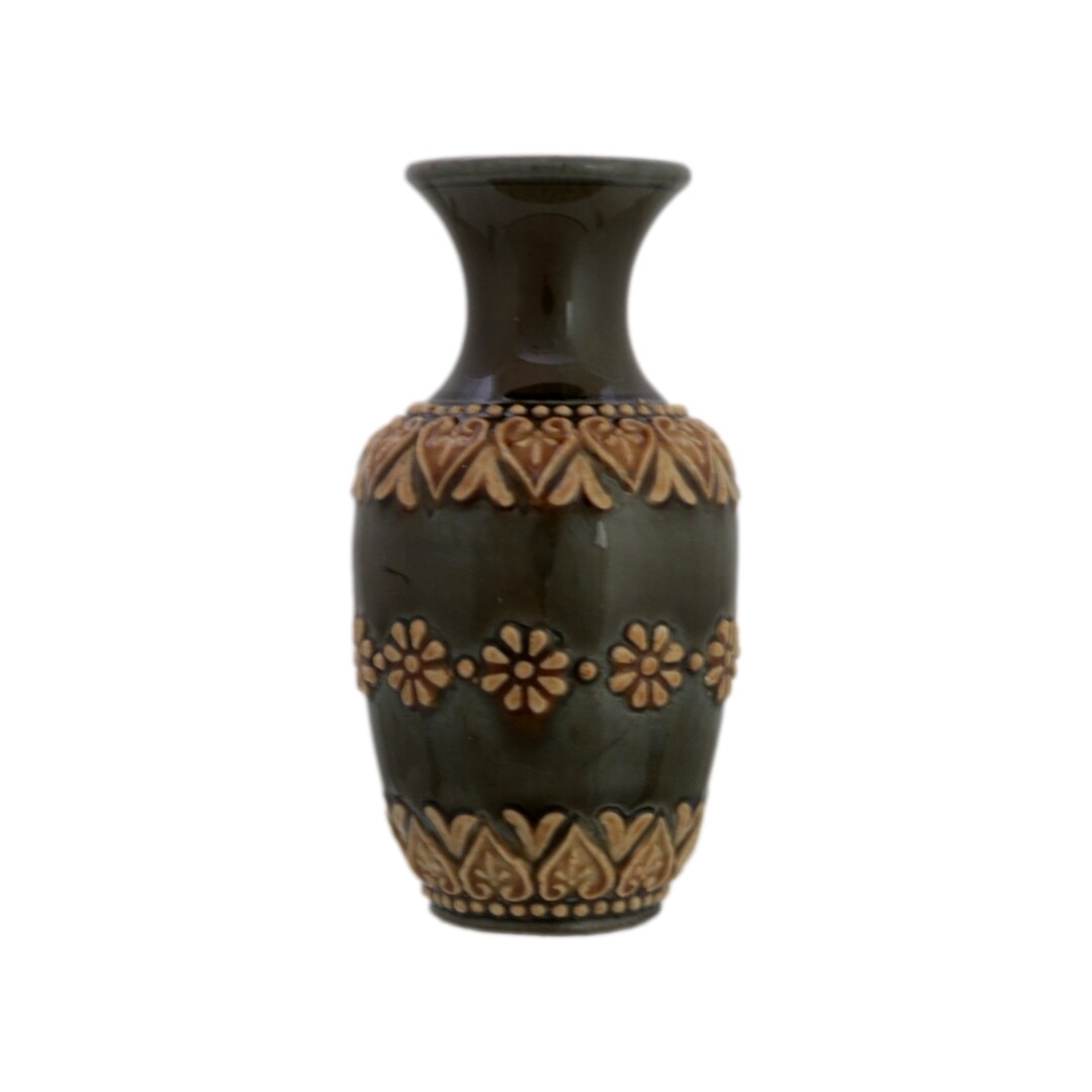 Royal DOULTON LAMBETH Stoneware Pottery Vase 4 1/4" 1883 Clara Churcher ...