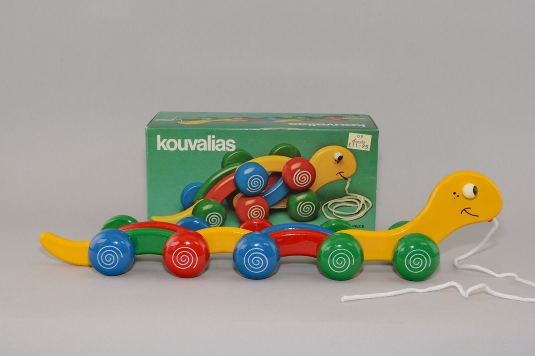 Vintage KOUVALIAS CENTIPEDE Pull Along Wooden Toy Nr 340 Greek Boxed - Etsy
