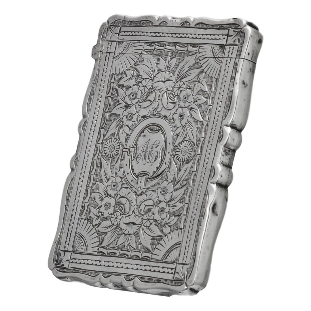 ANTIQUE - Sterling Silver - Frederick Marson Foliate Engraved Card Case ...