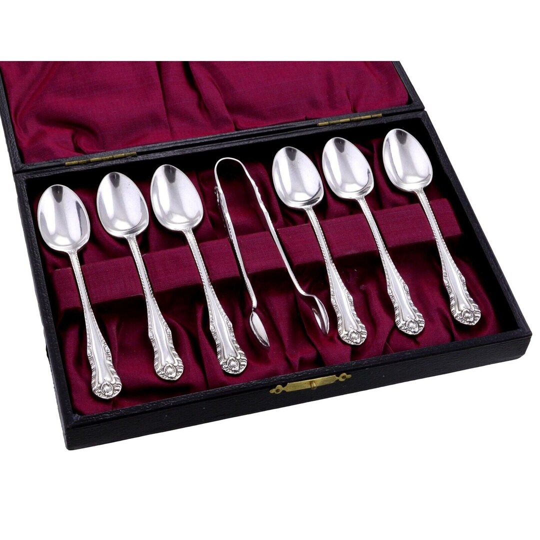 WALKER & HALL Silver Plate - GADROON Design - Boxed Teaspoon and Sugar ...