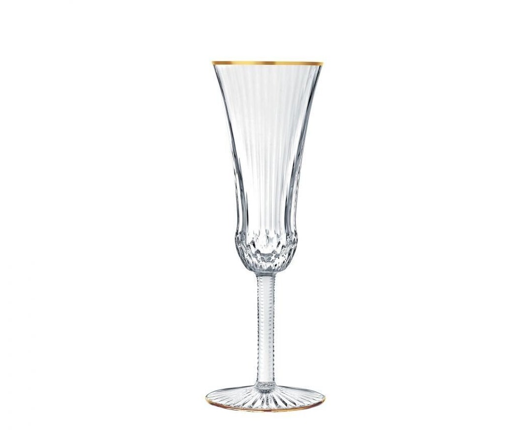 St LOUIS Crystal - APOLLO GOLD Design - Champagne Flute Glass / Glasses ...