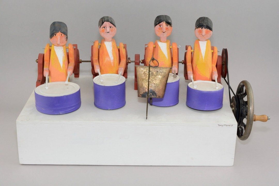 Tony MANN Automaton FOUR DRUMMERS Drumming 2001 Sculpture Moving Toy ...