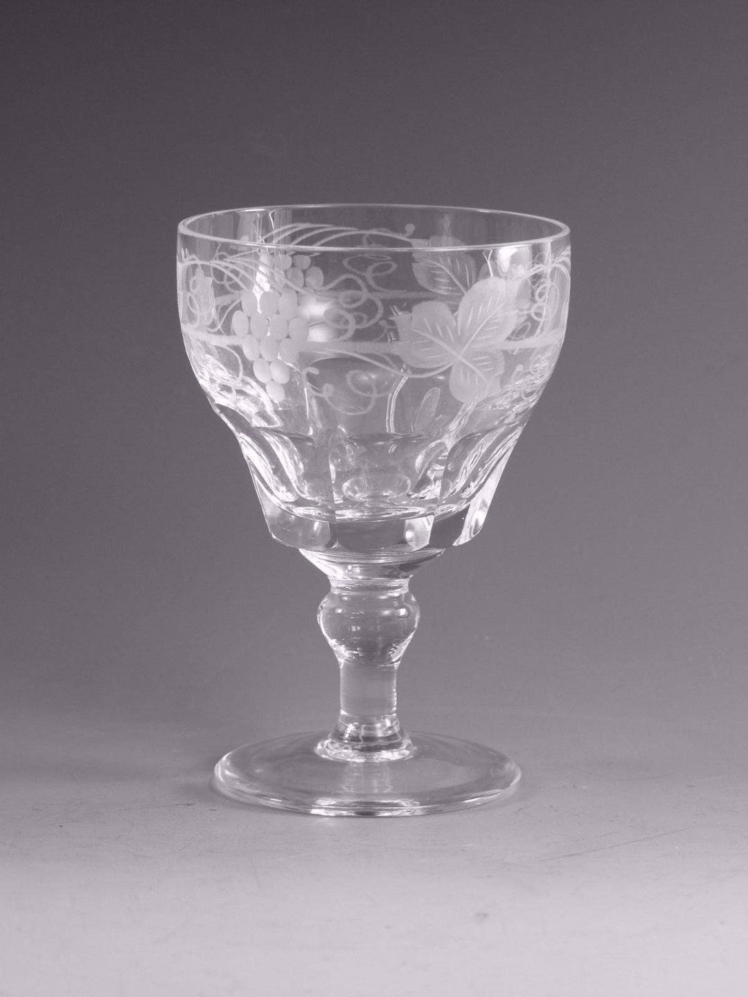 STUART Crystal - AUDLEY (fruiting Vine) Cut - Port Glass / Glasses - 3 ...