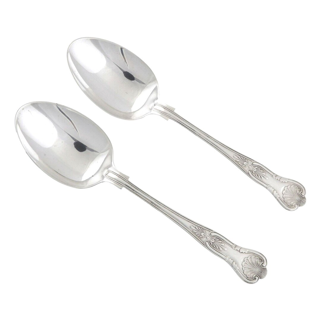 Birmingham Mint Silver Cutlery Kings Pattern Pair Serving Spoons 8 3/4 ...