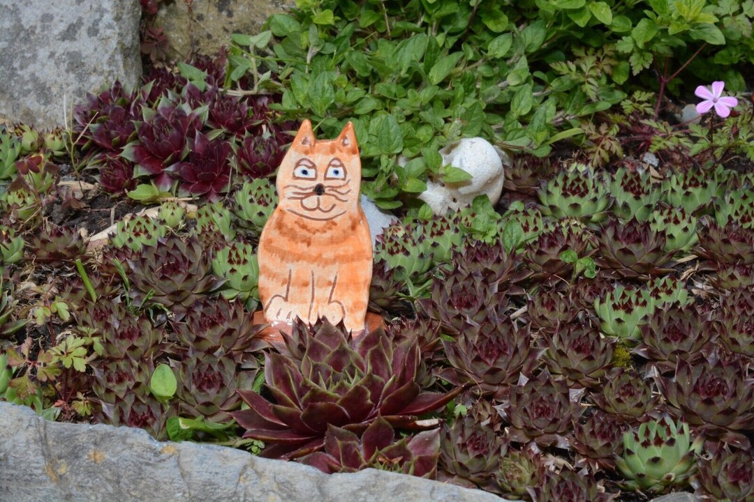 CORNISH Pottery Flat Ginger CAT Figure 3 5/8" 9.25cm Studio Pottery ...