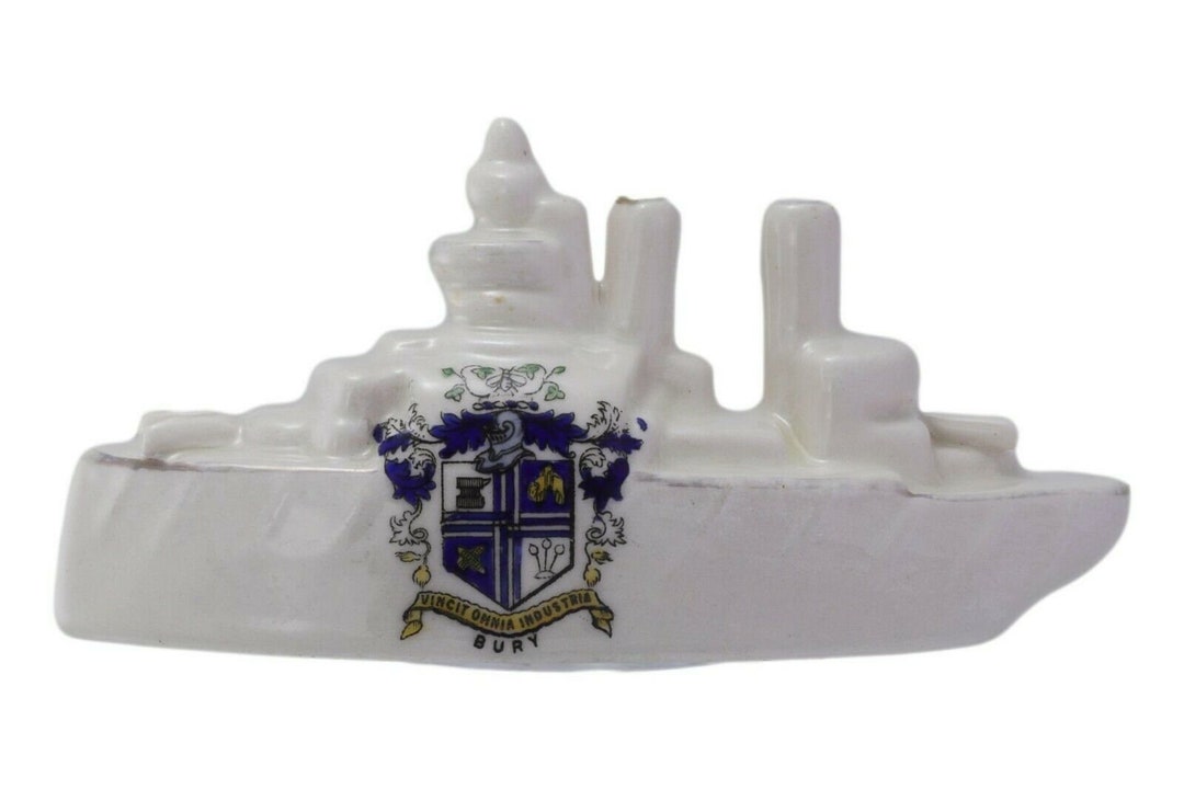 Carlton China Crested WW1 Model of Battleship BURY Crest - Etsy